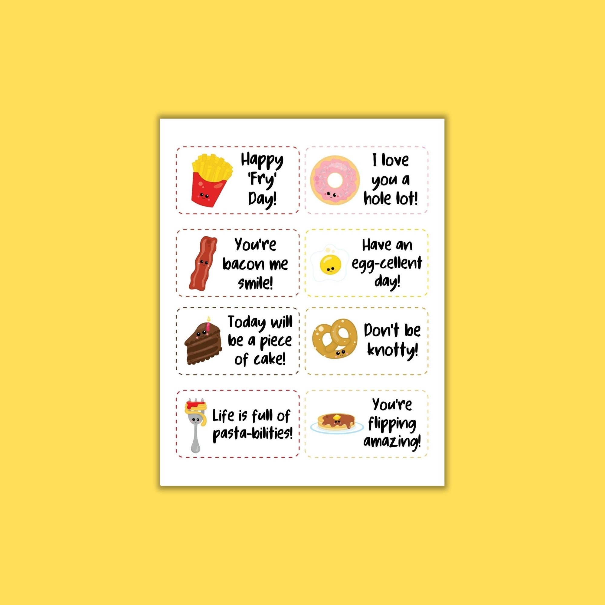 Kids Lunch Box Notes / Cute Food Puns / 24 Printable Lunchbox Cards ...