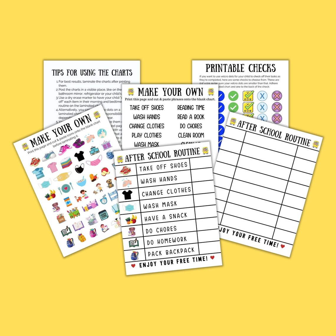 Kids After School Routine Charts, Cute Printable Checklist, Instant ...