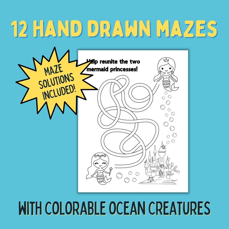 Under the Sea Kids Activity Book | Hand Drawn Mazes, Coloring Pages ...