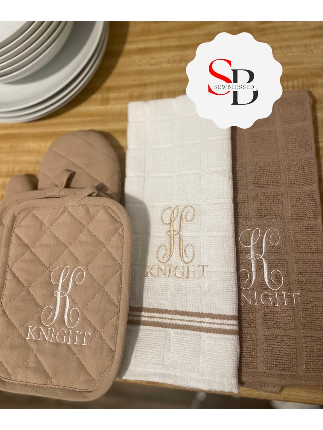 Personalized Kitchen Towel Set, Embroidered Kitchen Towel Set ...