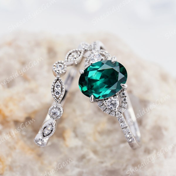 Emerald Wedding Set - Etsy