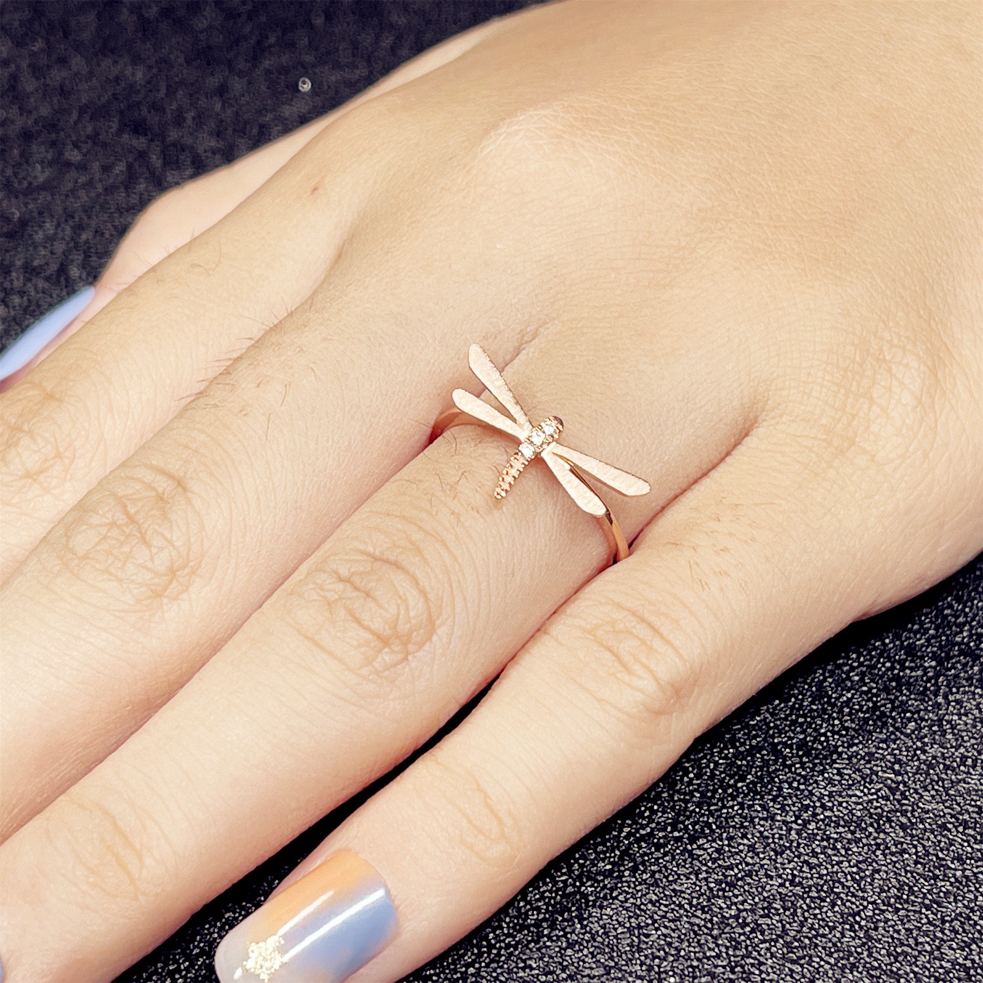 Art Deco Stylish Dragonfly Diamond Engagement Ring Vintage 14k - Etsy