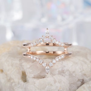 Vintage Diamond Ring Enhancer, Half Eternity 14K Rose Gold Moissanite ...