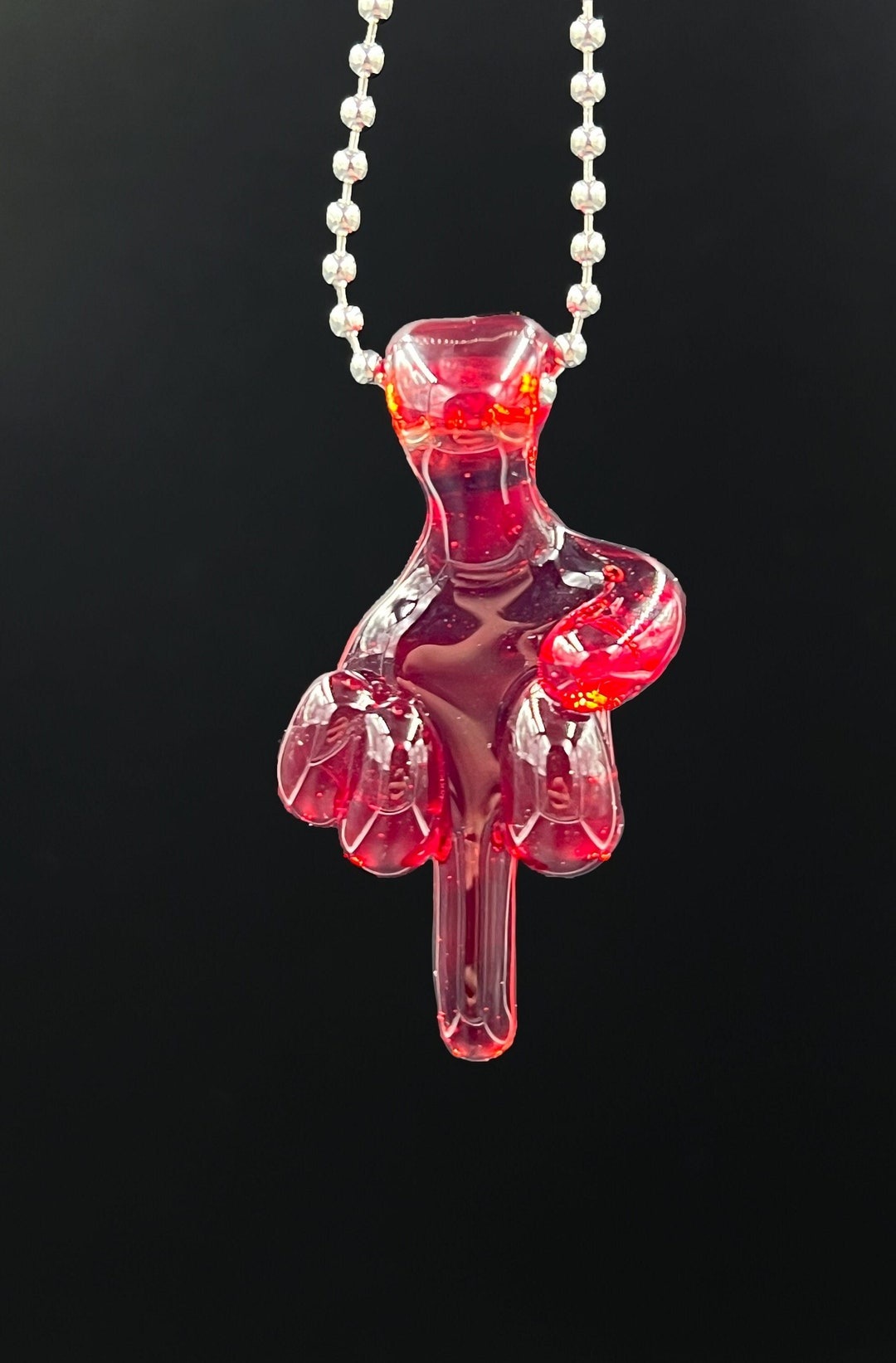 Pomegranate Middle Finger Glass Pendant - Etsy