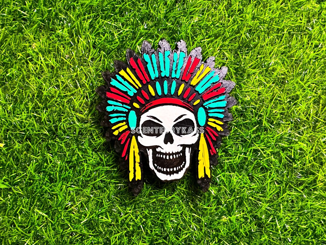 Large Skull Native American Headdress Car Freshie , Skull Indian, Skull ...
