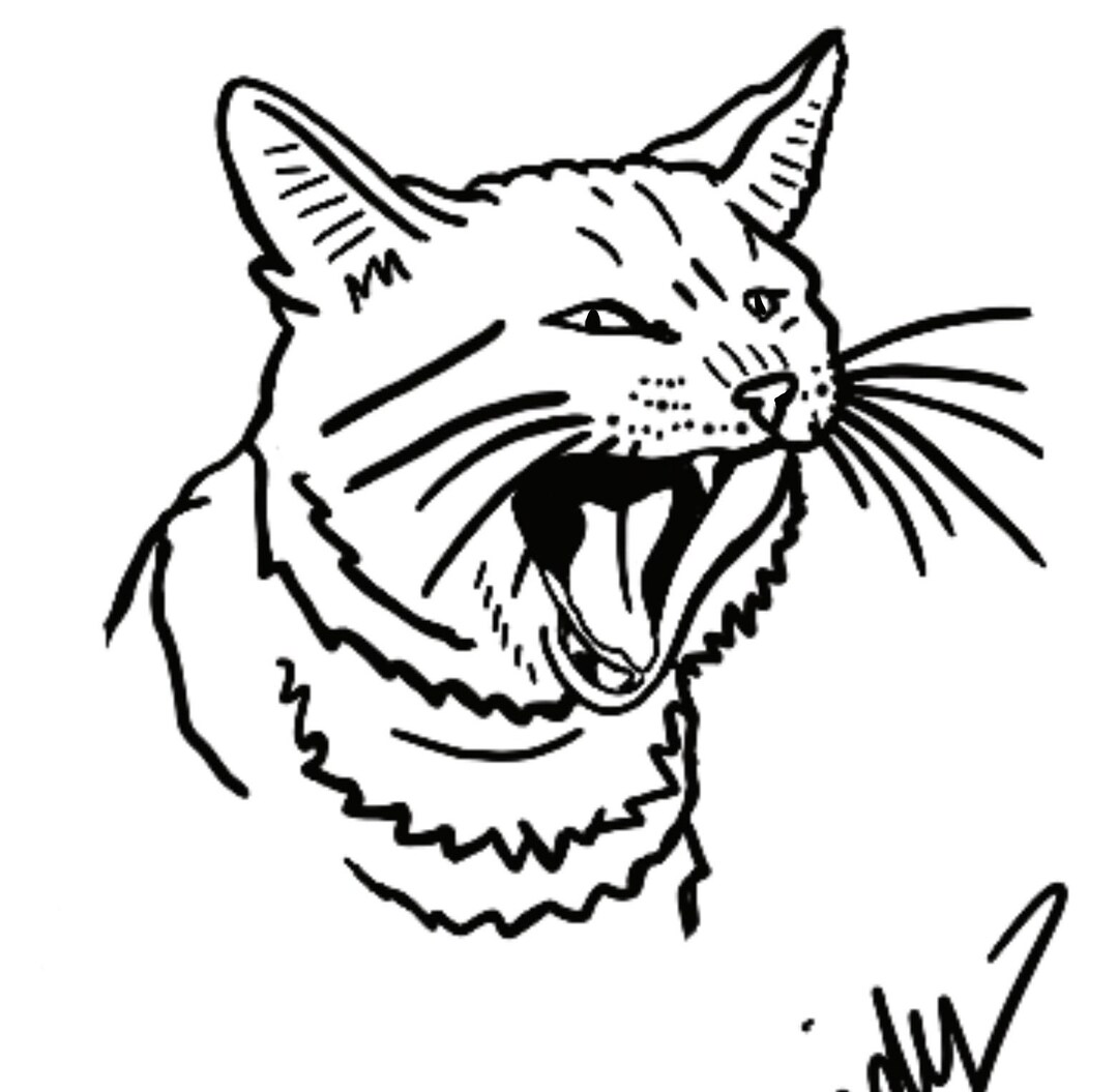 Yawning Cat Cut Digital Engrave Laser File Svg, Dxg, Ai, Jpg - Etsy