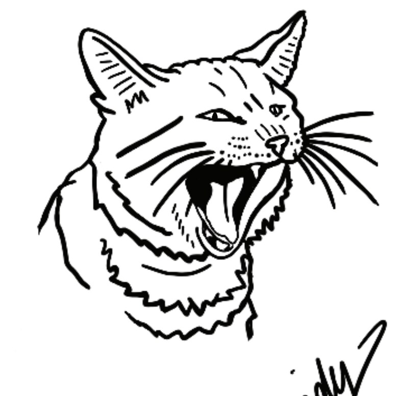 Yawning Cat Cut Digital Engrave Laser File Svg, Dxg, Ai, Jpg - Etsy