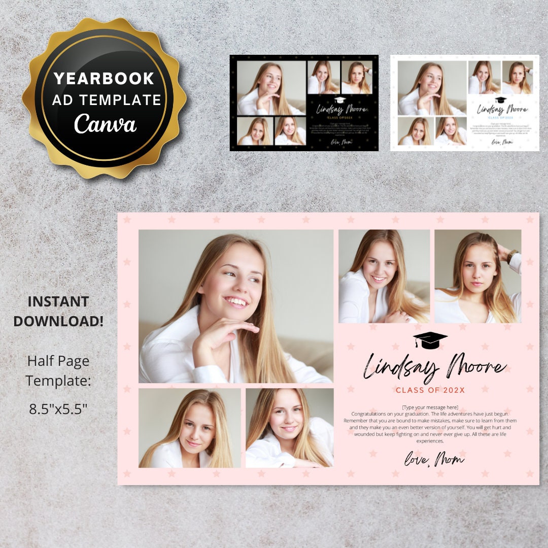 Senior Yearbook Half Page Ad DIY Canva Template | Custom Graduation ...