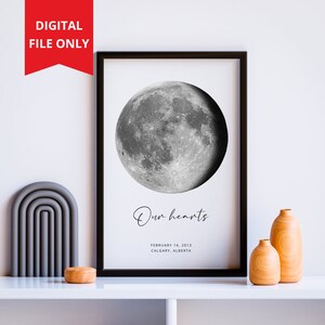 Custom Moon Phase DIGITAL DOWNLOAD Personalized Lunar Art Poster Night ...