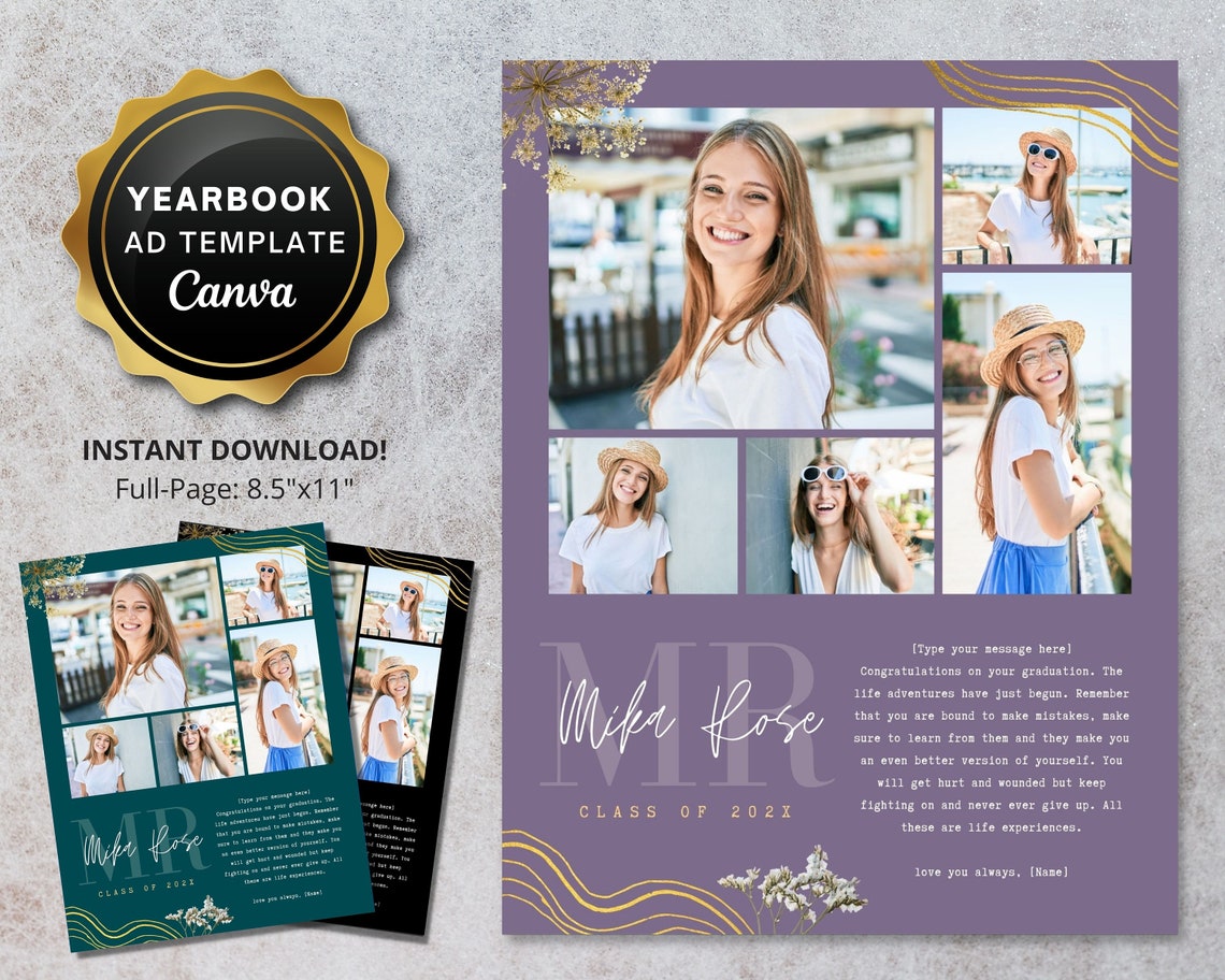 Senior Yearbook Ad Template Custom Graduation Tribute Ad Full | Etsy