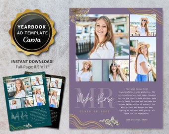 Senior Yearbook Ad Template Custom Graduation Tribute Ad Full | Etsy