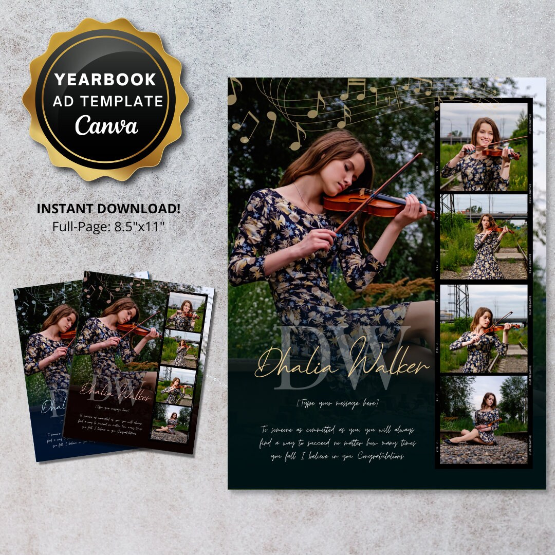 Senior Yearbook Ad DIY Canva Template Custom Graduation Tribute Ad Full ...
