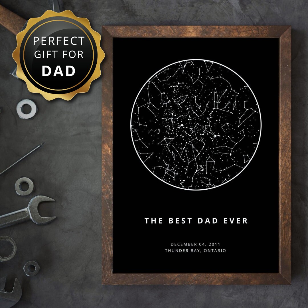 New Dad Gift Custom Star Map Print Constellation Map Poster Night Sky ...
