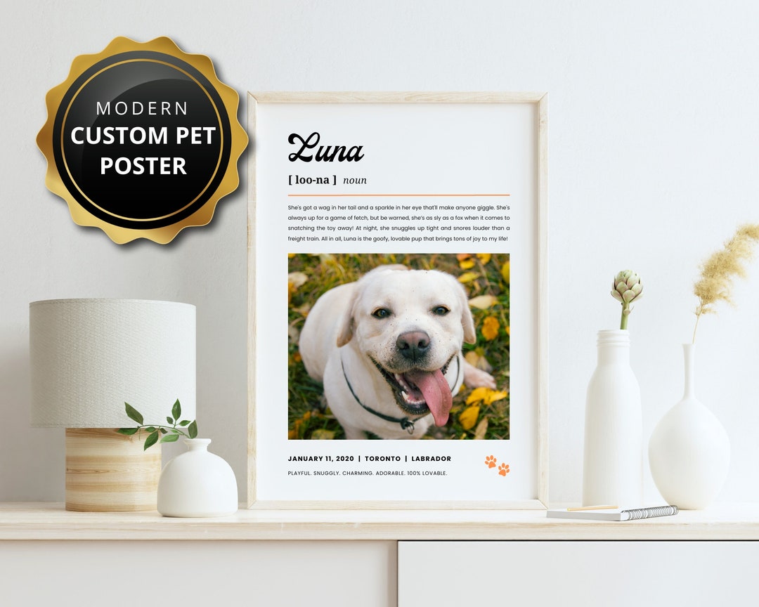 Custom Pet Definition Poster Personalized Pet Portrait Photo Memorial ...