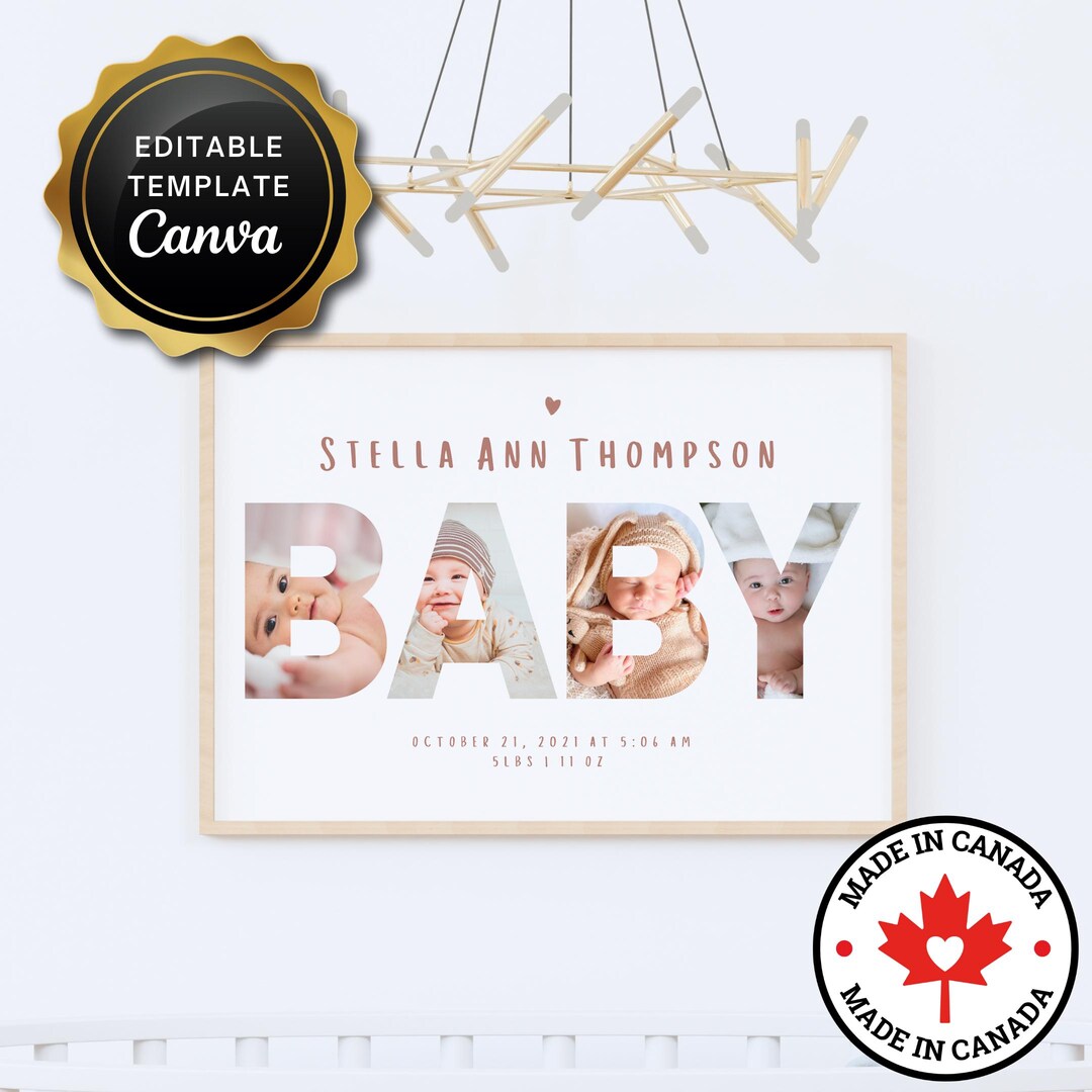 Baby Room Photo Collage Template DIY Editable Canva Custom Personalized ...