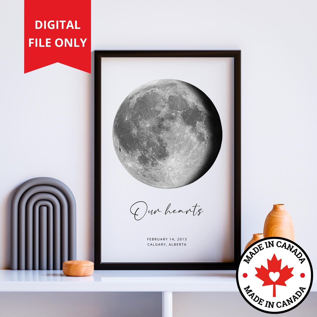 Custom Moon Phase DIGITAL DOWNLOAD | Personalized Lunar Art Poster ...