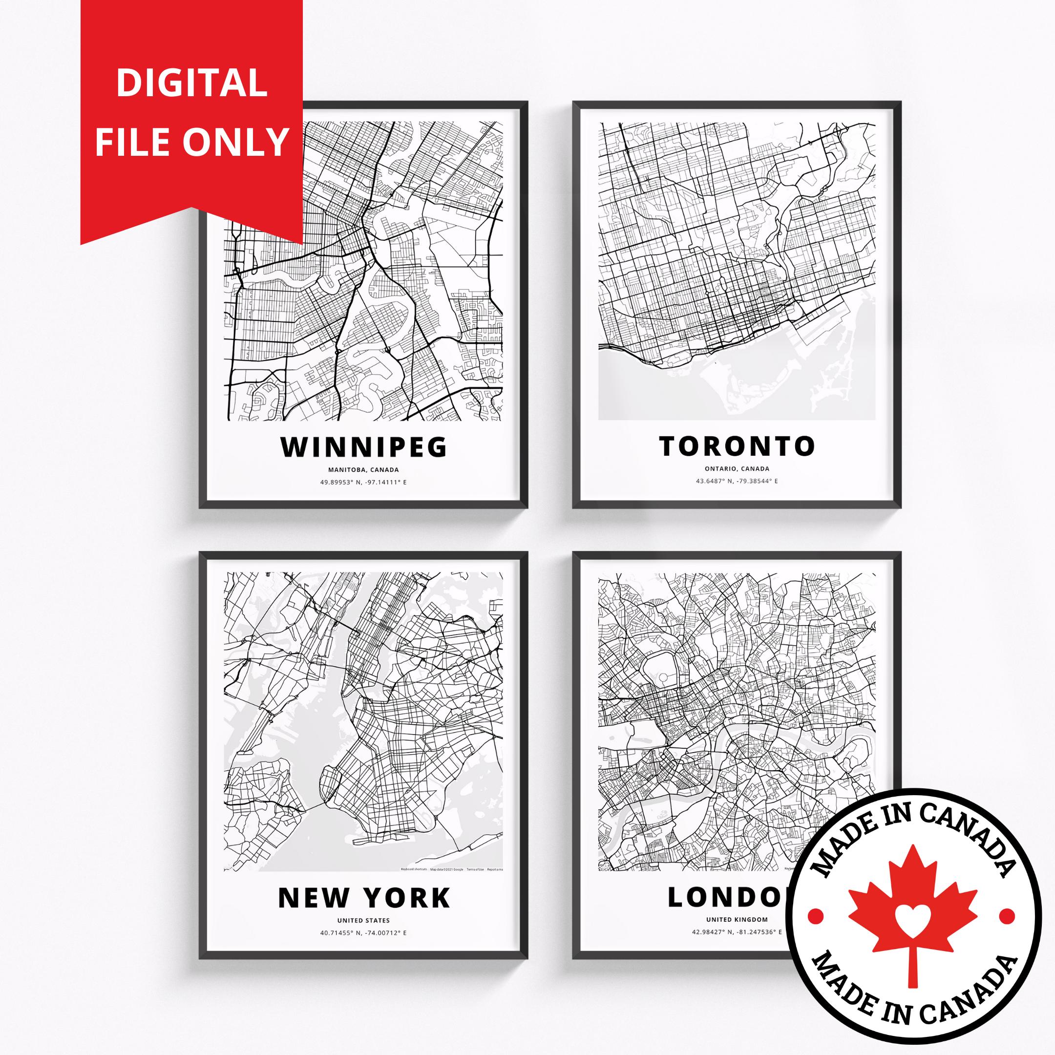 Custom City Map Wall Art DIGITAL DOWNLOAD | Custom City Home Décor ...
