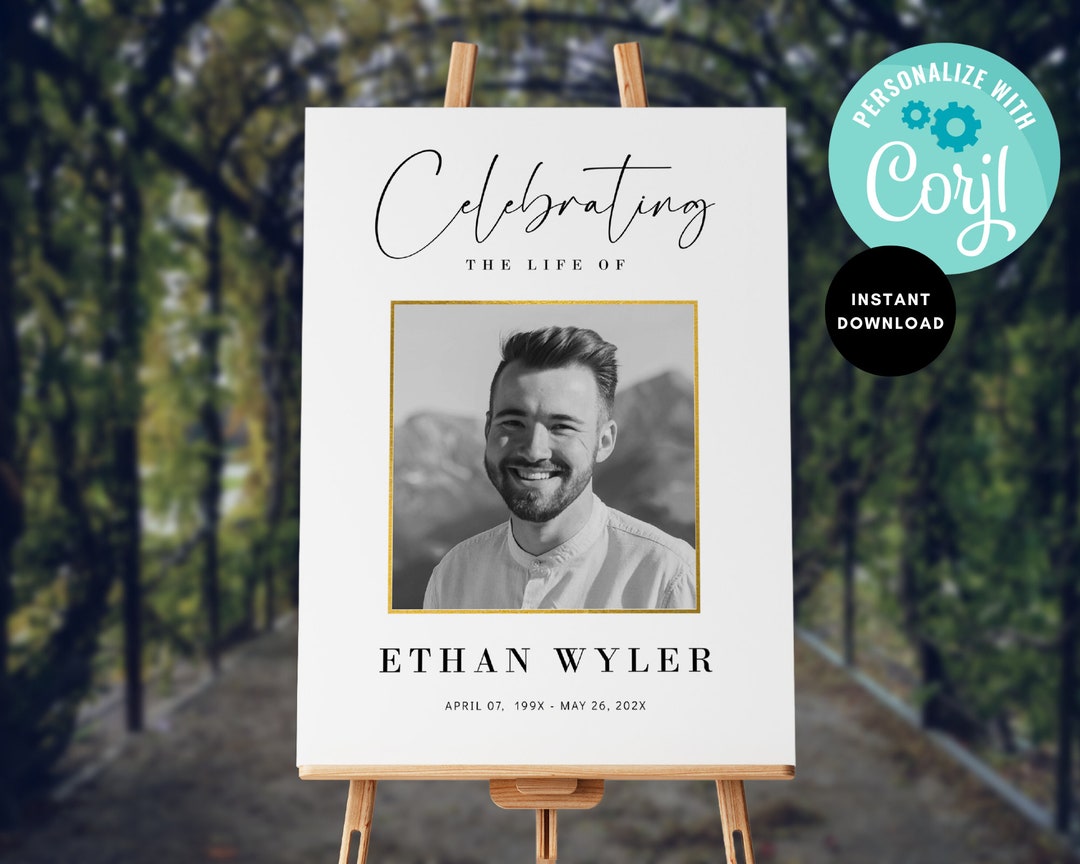 Celebration of Life Memorial Ceremony Sign DIY Editable Corjl - Etsy