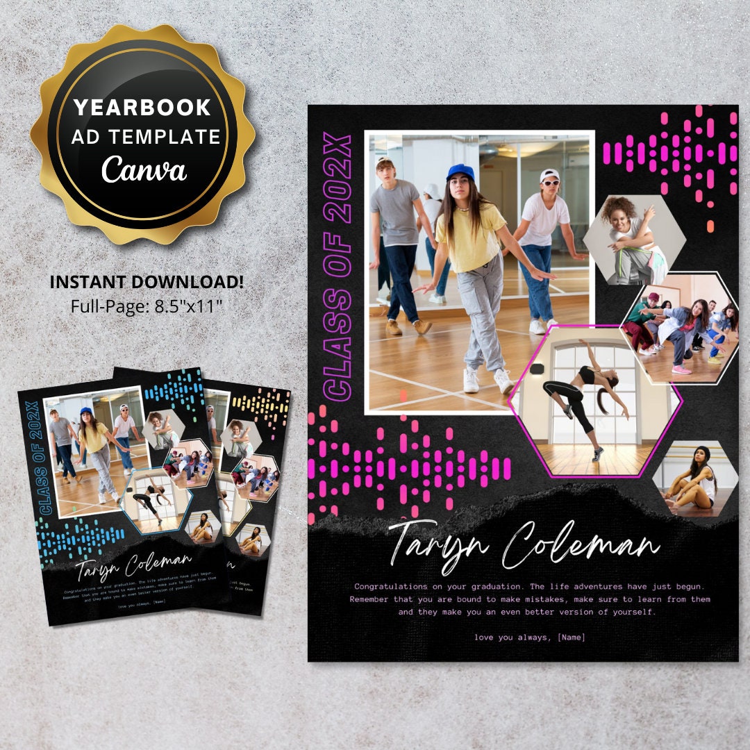 Senior Yearbook Ad Template Custom Graduation Tribute Ad Full Quarter ...