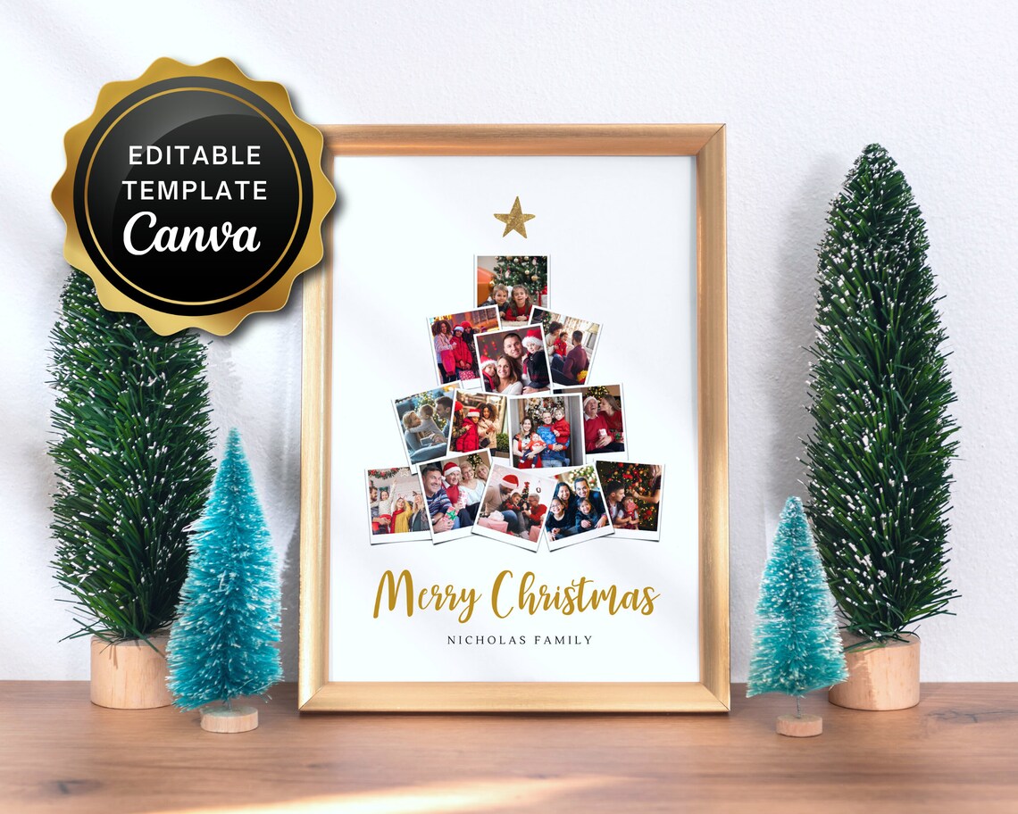 Holiday Photo Collage Template DIY Editable Canva Custom - Etsy