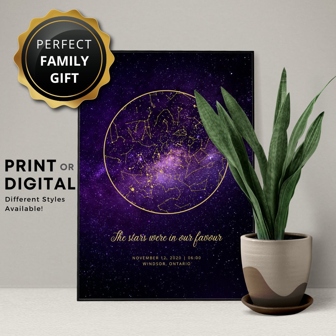 Custom Star Map Print Constellation Map Poster Birth Chart Wall Art ...