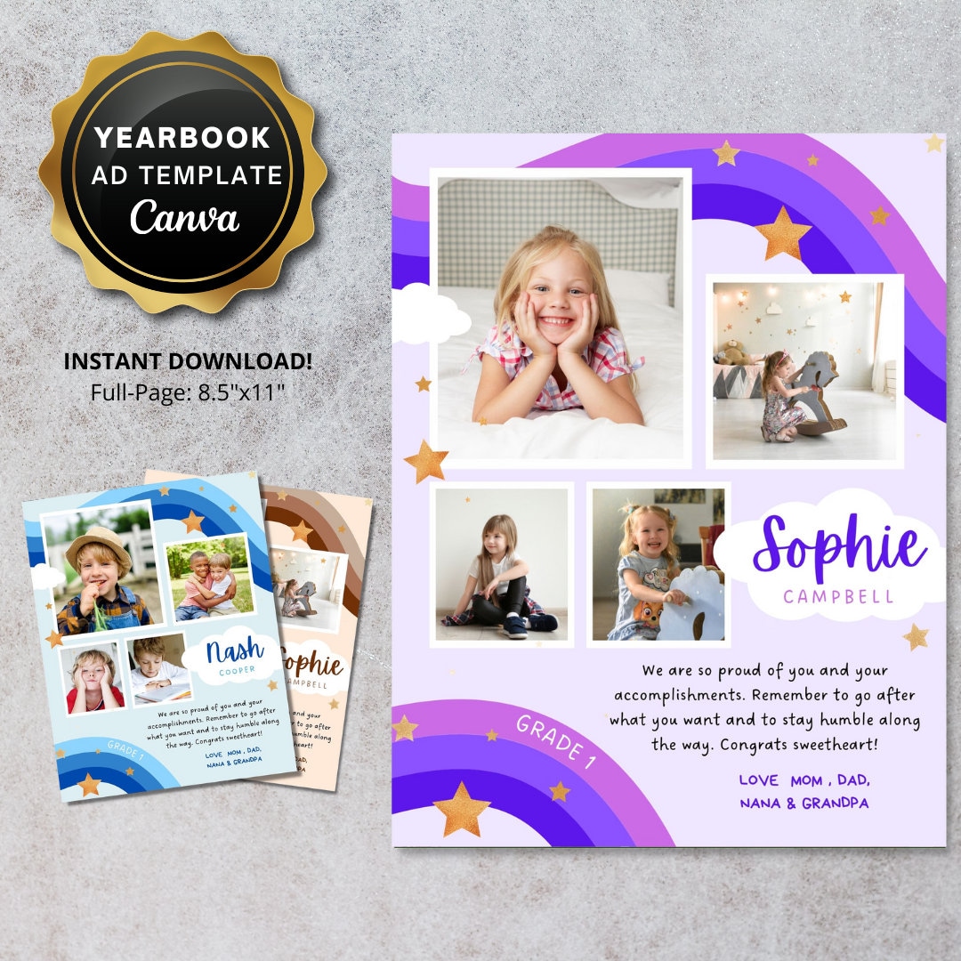 Kindergarten Graduation Full Page Ad DIY Canva Template | Custom Kids ...