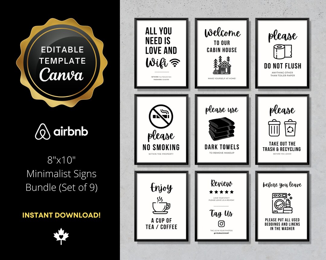 Airbnb Host Printable Bundle VRBO Fillable Editable Canva - Etsy