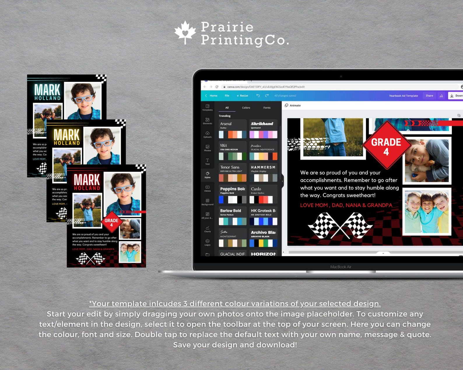 Elementary Graduation Yearbook Ad: DIY Canva Template (digital Download ...