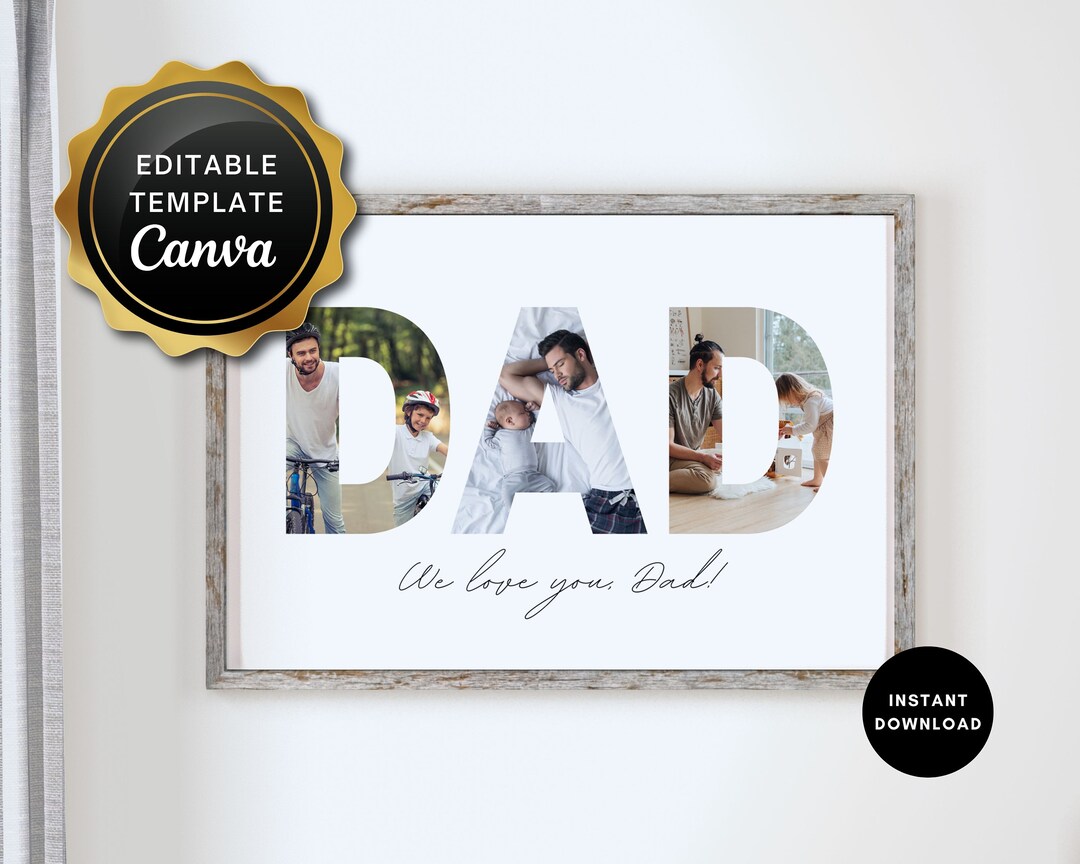 Dad Photo Collage Template DIY Editable Personalized Holiday - Etsy