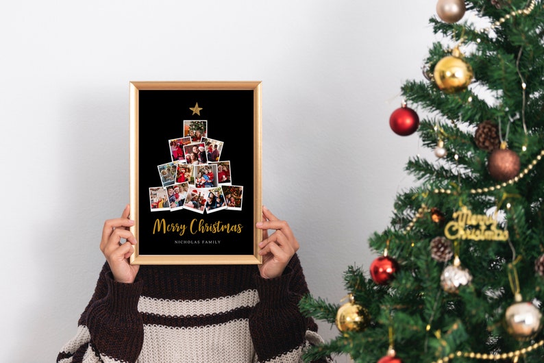 Holiday Photo Collage Template DIY Editable Canva Custom - Etsy