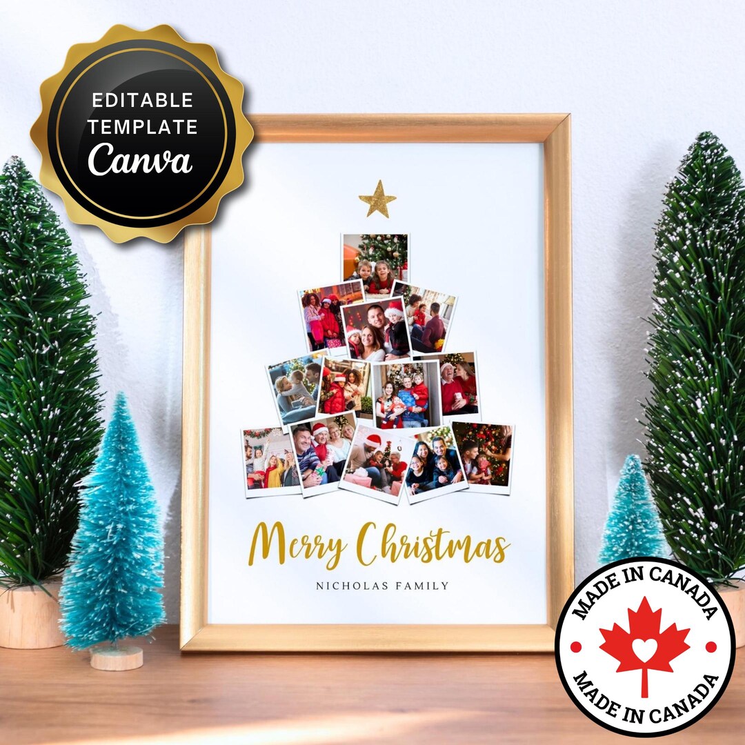 Holiday Photo Collage Template DIY Editable Canva Custom Personalized ...