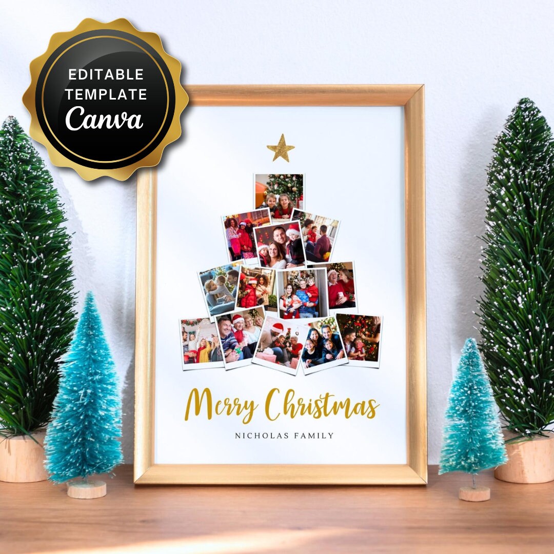 Holiday Photo Collage Template DIY Editable Canva Custom Personalized ...
