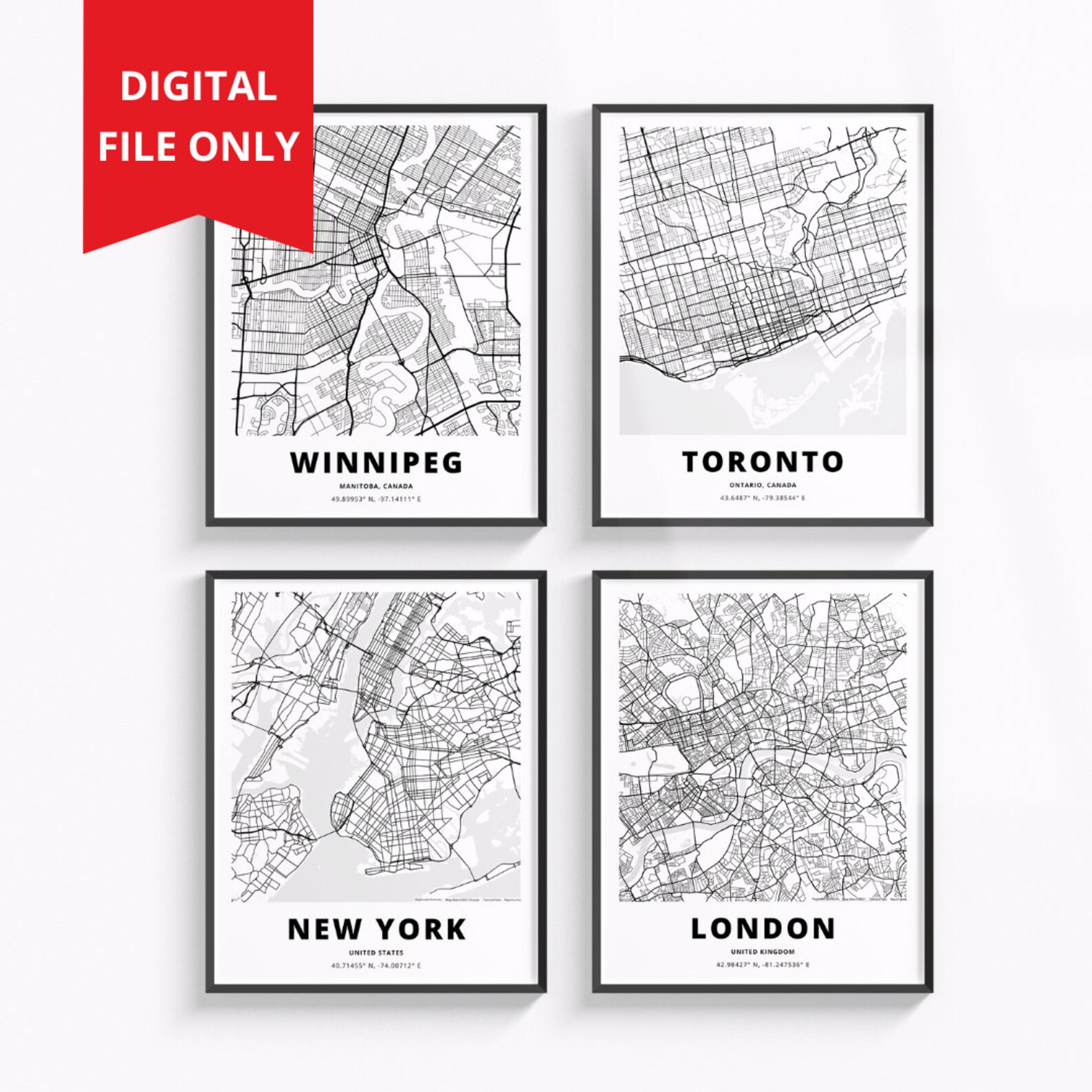 Custom City Map Wall Art DIGITAL DOWNLOAD Custom City Home Décor ...