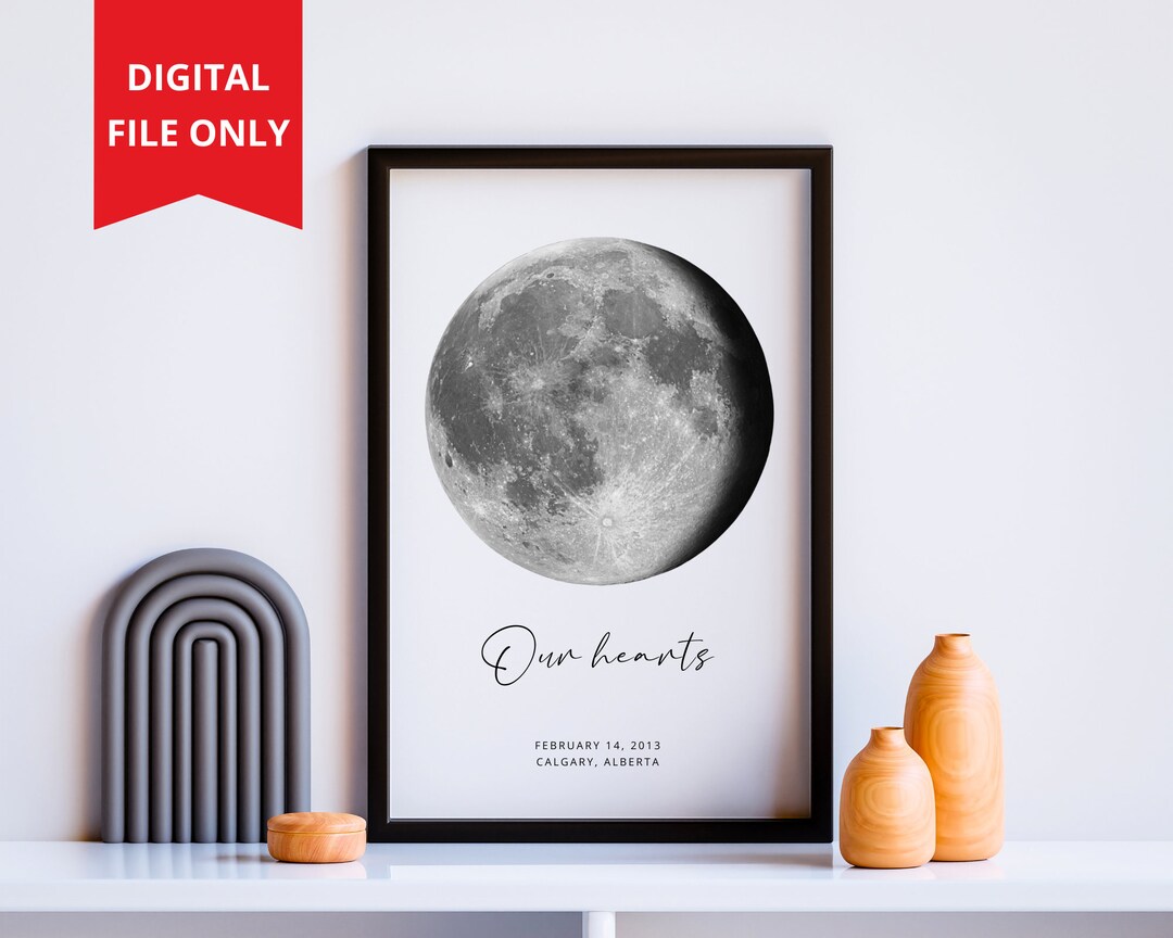 Custom Moon Phase DIGITAL DOWNLOAD Personalized Lunar Art Poster Night ...