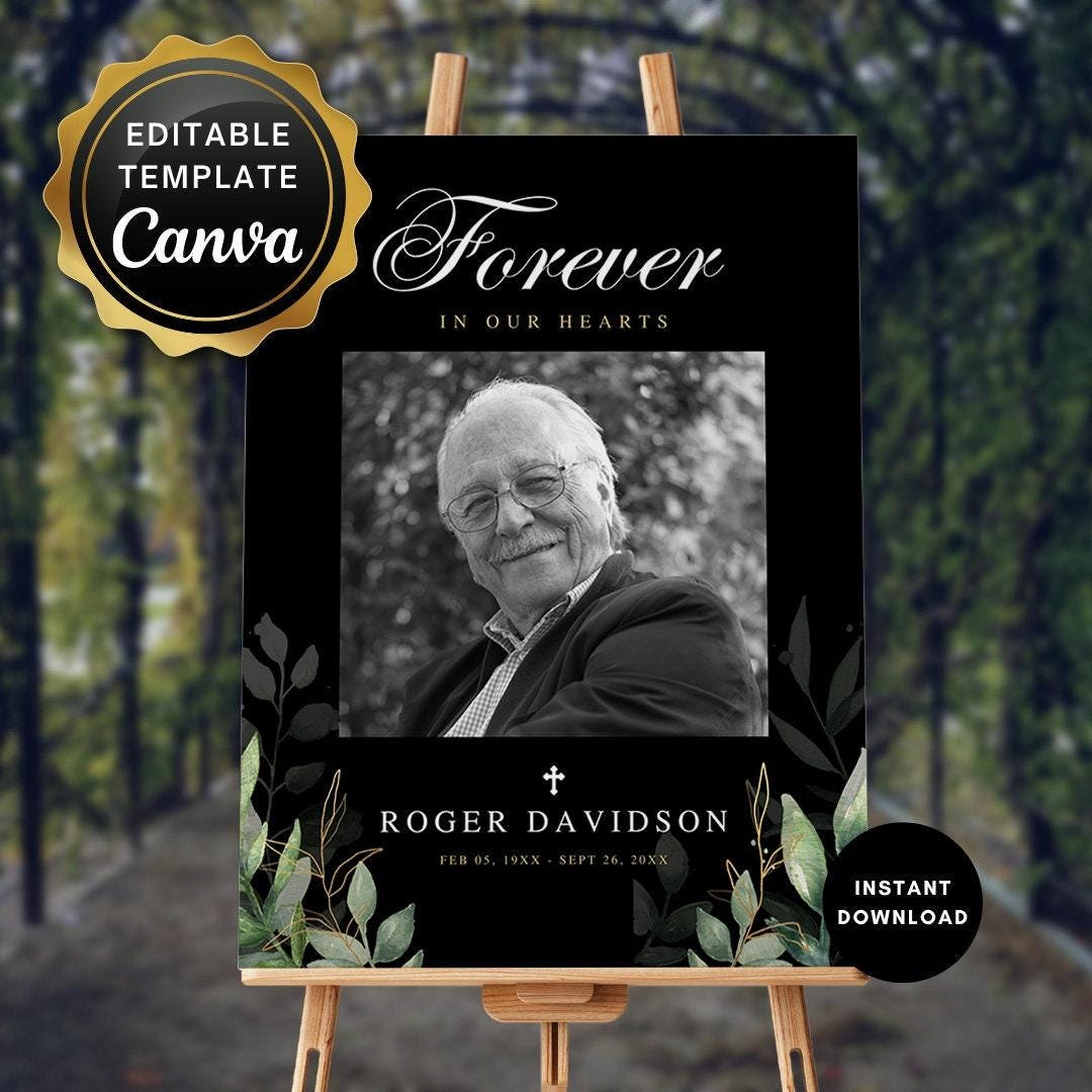 Celebration of Life Memorial Ceremony Sign DIY Editable Canva Template ...