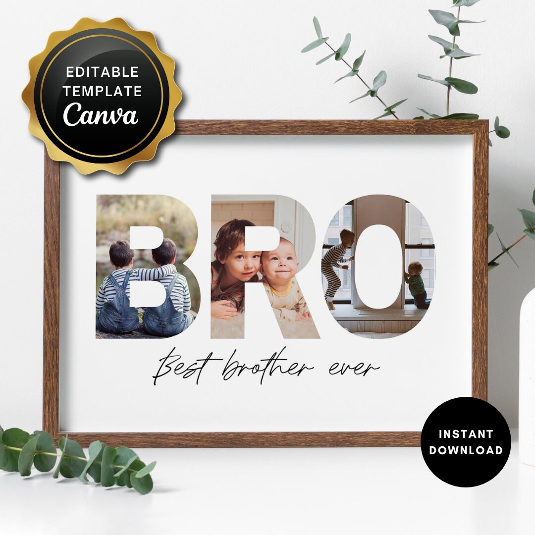 Brother Photo Collage Template DIY Editable Canva Custom Personalized ...