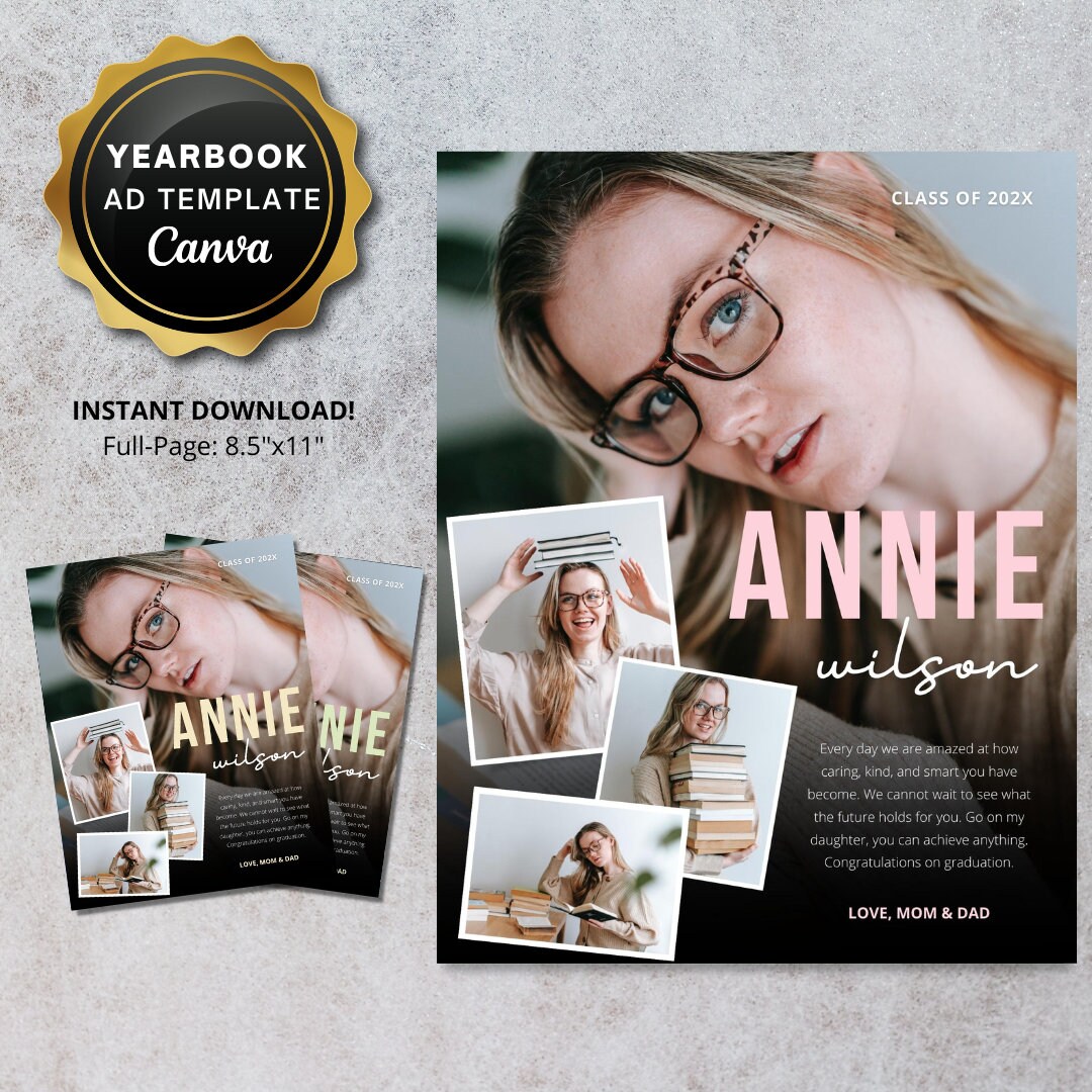 Senior Yearbook Ad DIY Canva Template Custom Graduation Tribute Ad Full ...