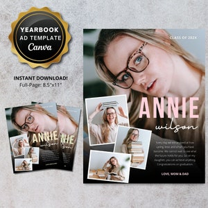 Senior Yearbook Ad DIY Canva Template Custom Graduation Tribute Ad Full ...