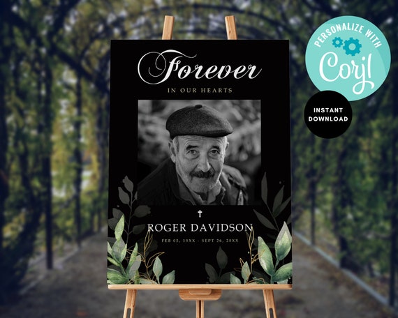 Celebration of Life Memorial Ceremony Sign DIY Editable Corjl - Etsy