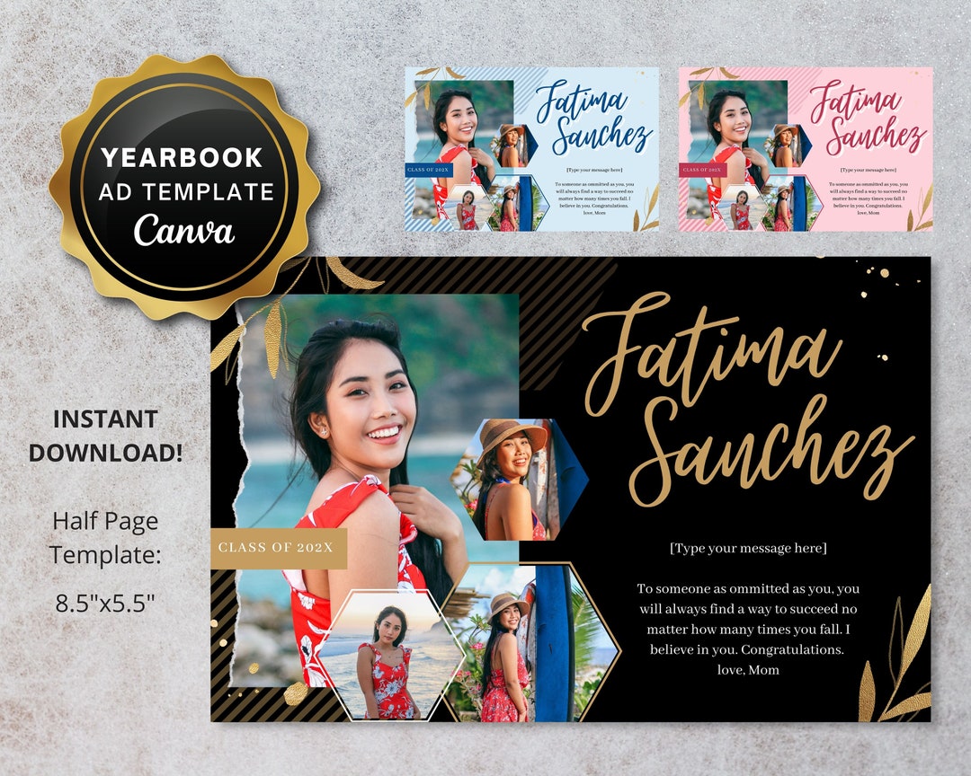 Senior Yearbook Half Page Ad DIY Canva Template Custom - Etsy