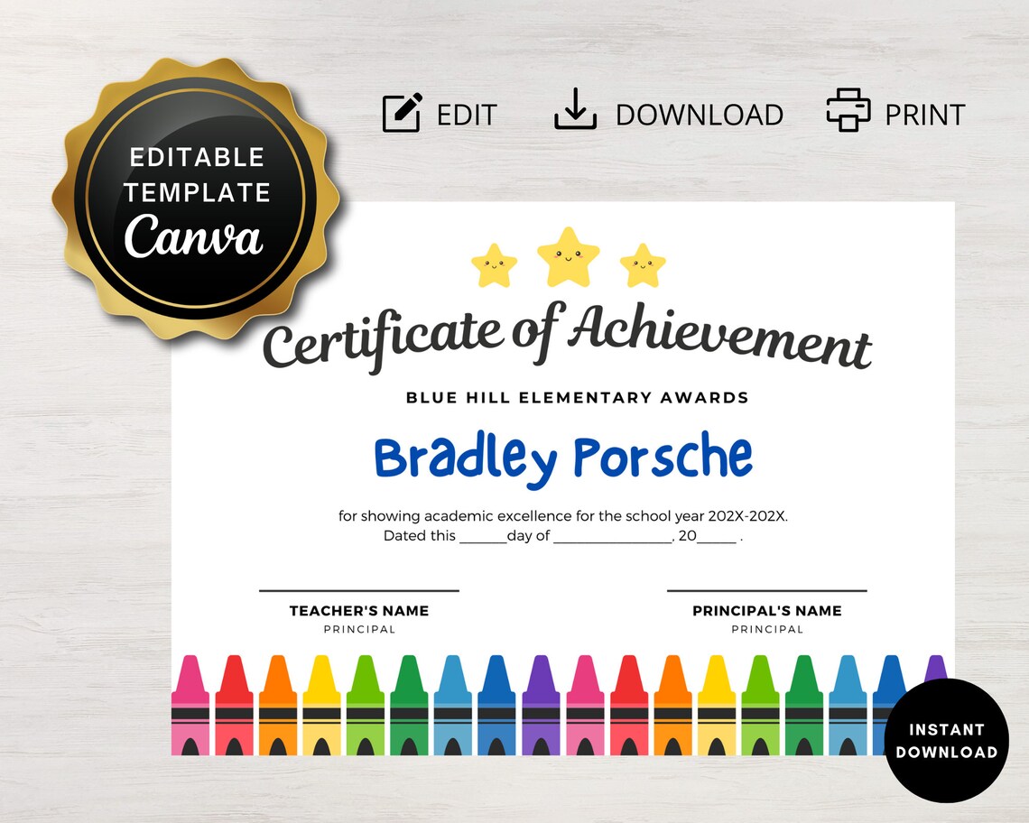 Kindergarten Graduation Diploma Canva Template Editable | Etsy