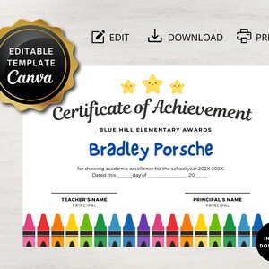 Kindergarten Graduation Diploma Canva Template Editable - Etsy
