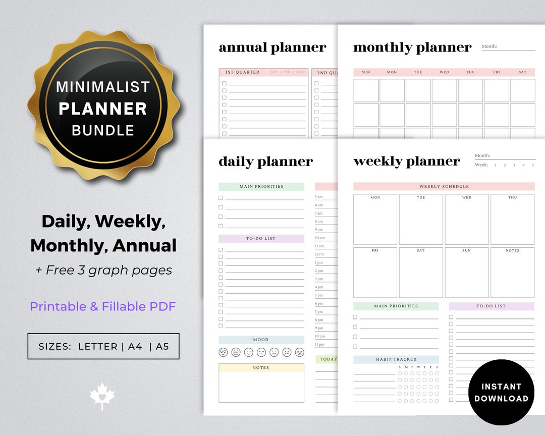 Daily Planner Printable Day Month Week Template Productivity - Etsy