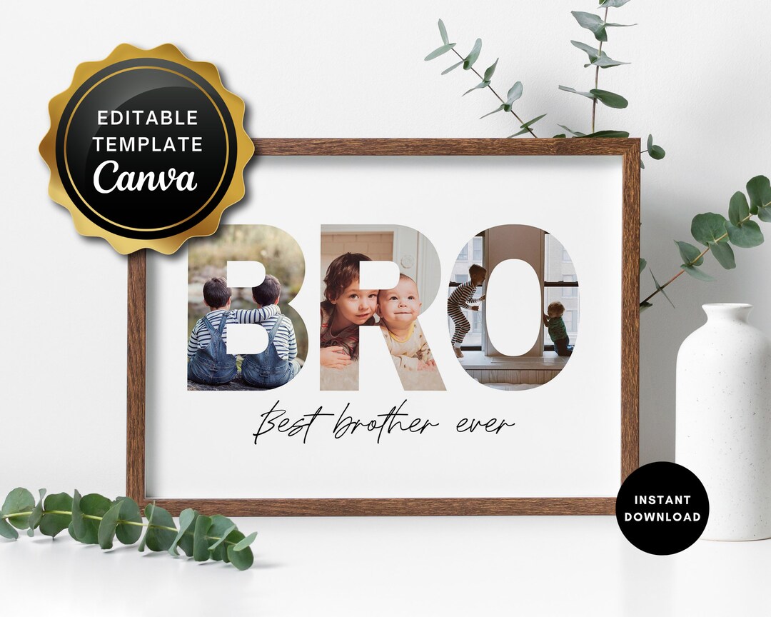 Brother Photo Collage Template DIY Editable Canva Custom - Etsy