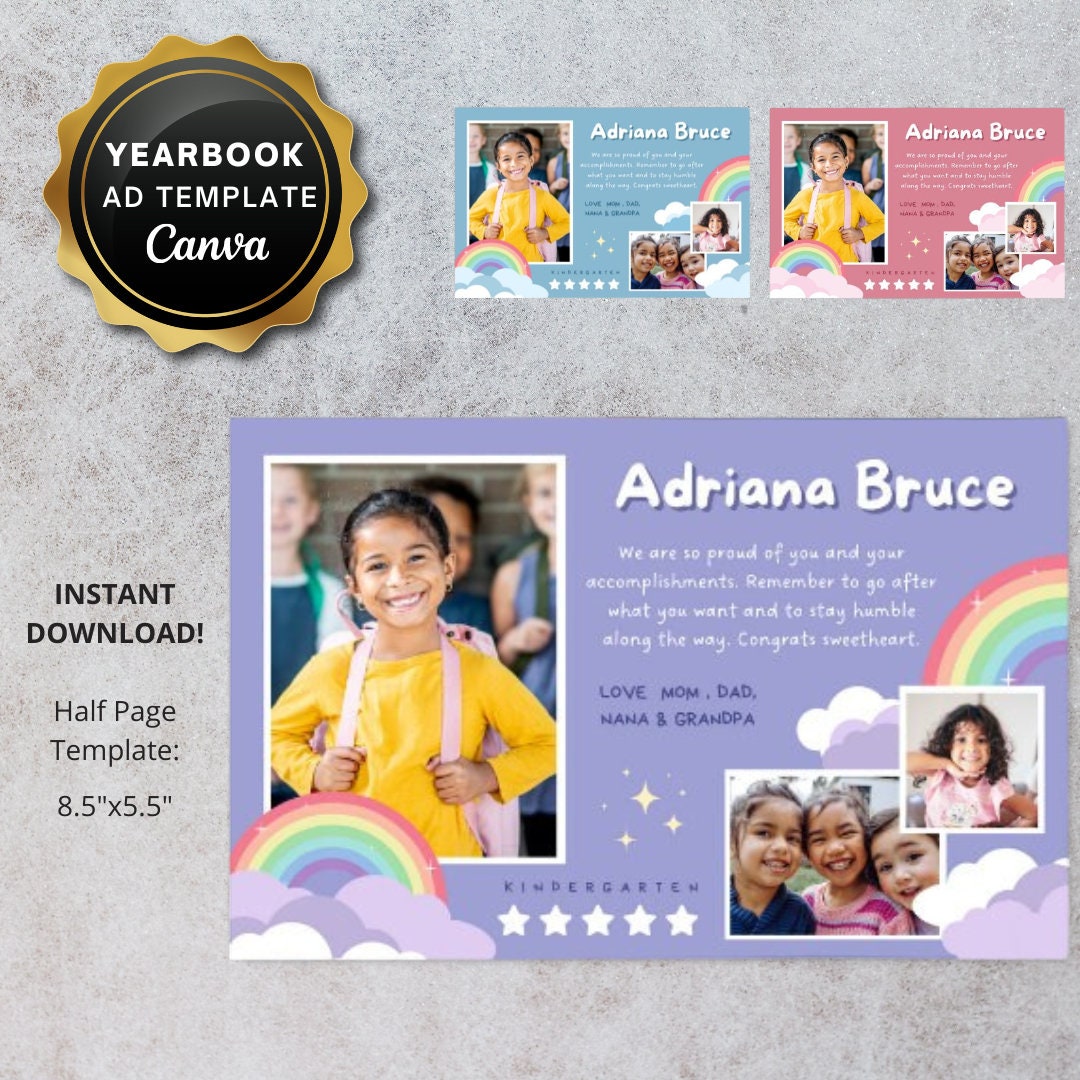 Kindergarten Graduation Half Page Ad DIY Canva Template | Custom Kids ...