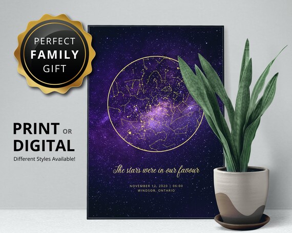 Custom Star Map Print Constellation Map Poster Birth Chart - Etsy