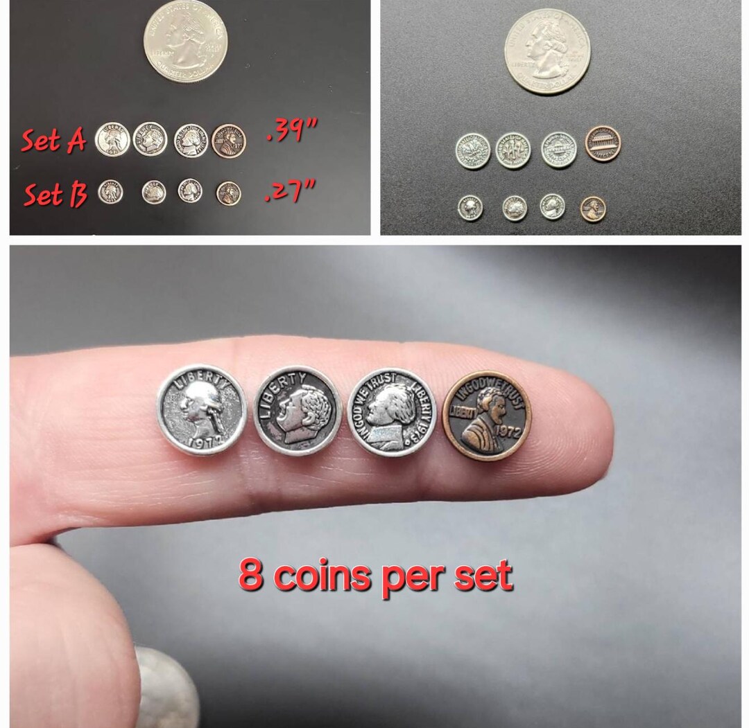 Miniature Coin Set, set of 8 Tiny Metal Coins, READ DESCRIPTION - Etsy