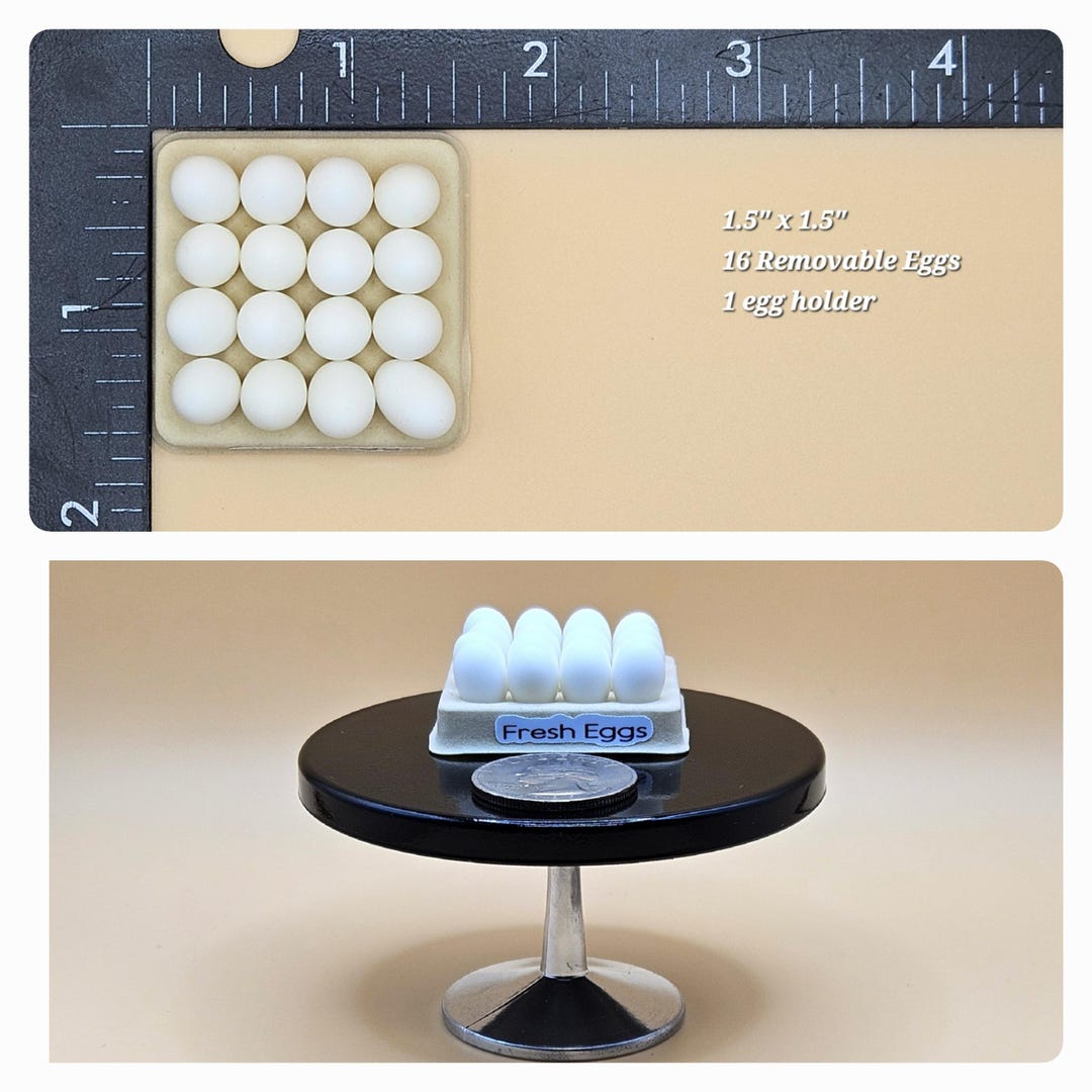 Mini Fresh Eggs & Holder, 1:6 Scale, Tiny Brown Eggs, Mini White Eggs ...