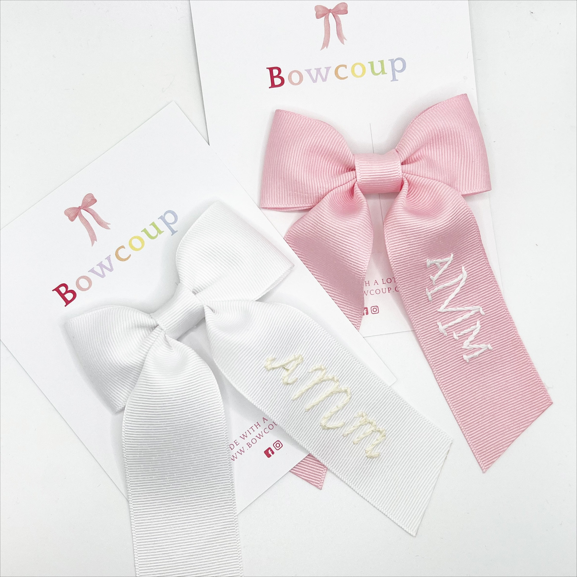 Hand-embroidered Monogram Bow - Etsy