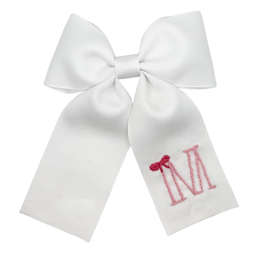 Ribbon Initial Hand-embroidered Bow - Etsy